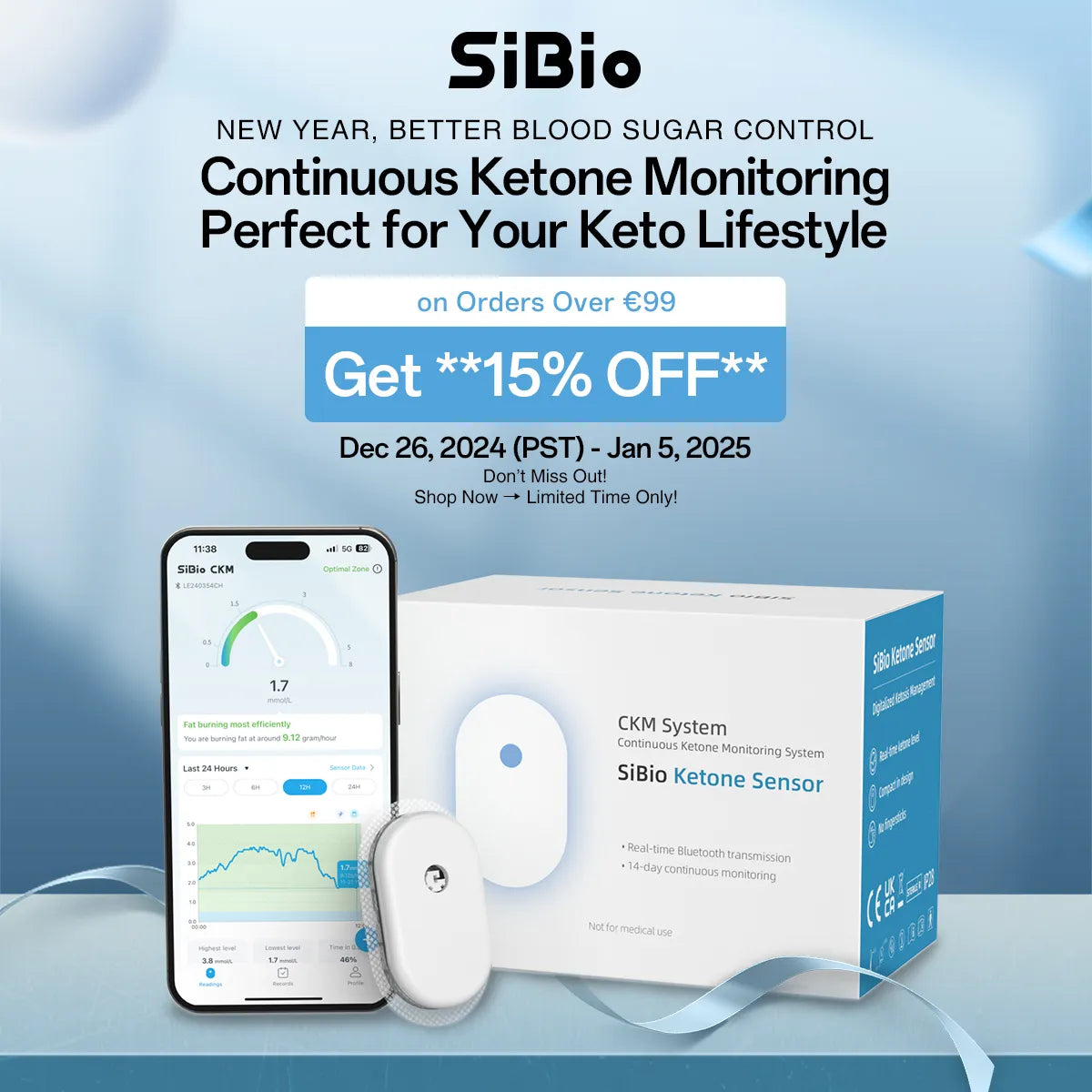 SiBio KS1 Continuous Ketone Monitoring System (CKM)