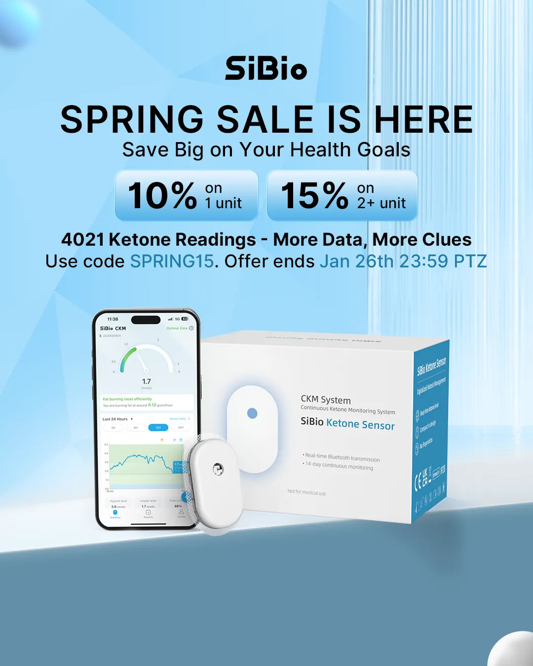 SiBio KS1 Continuous Ketone Monitoring System (CKM)