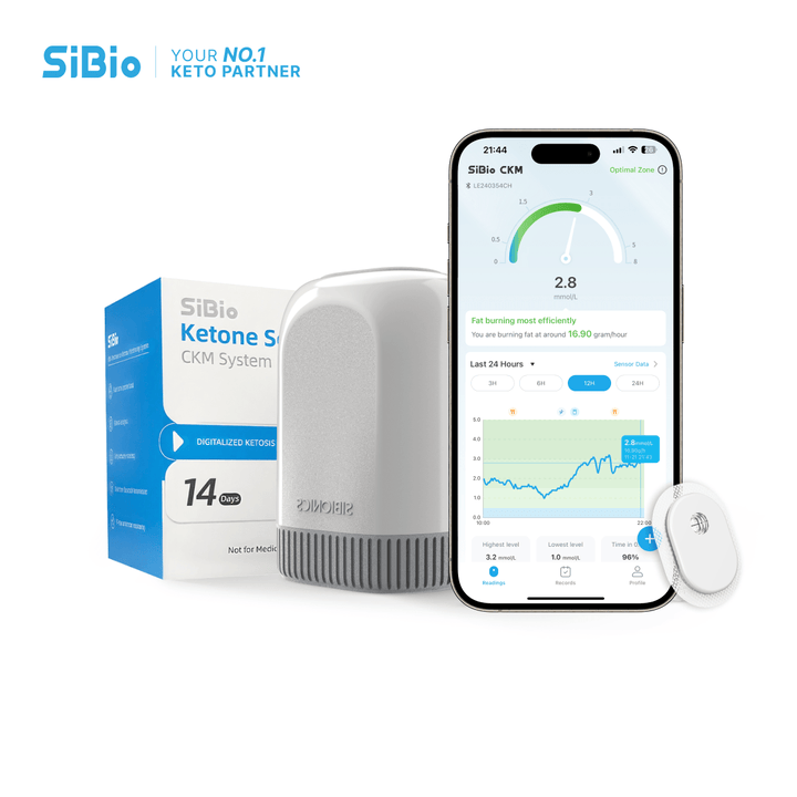SiBio KS3 Continuous Ketone Monitor - 14 Days Real-Time Tracking